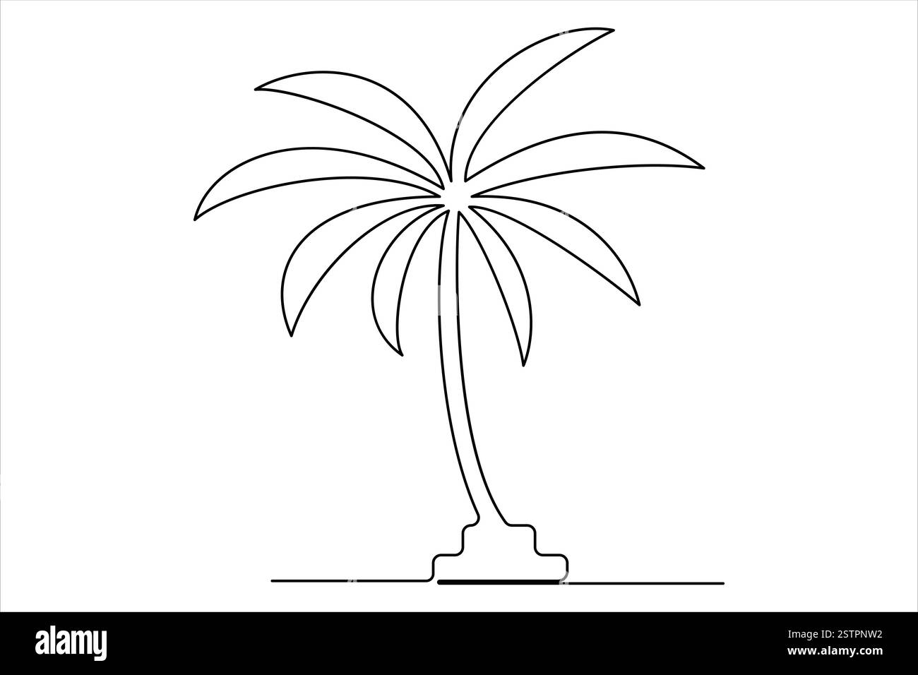 Continuous one line palm tree drawing Isolated on white background ...