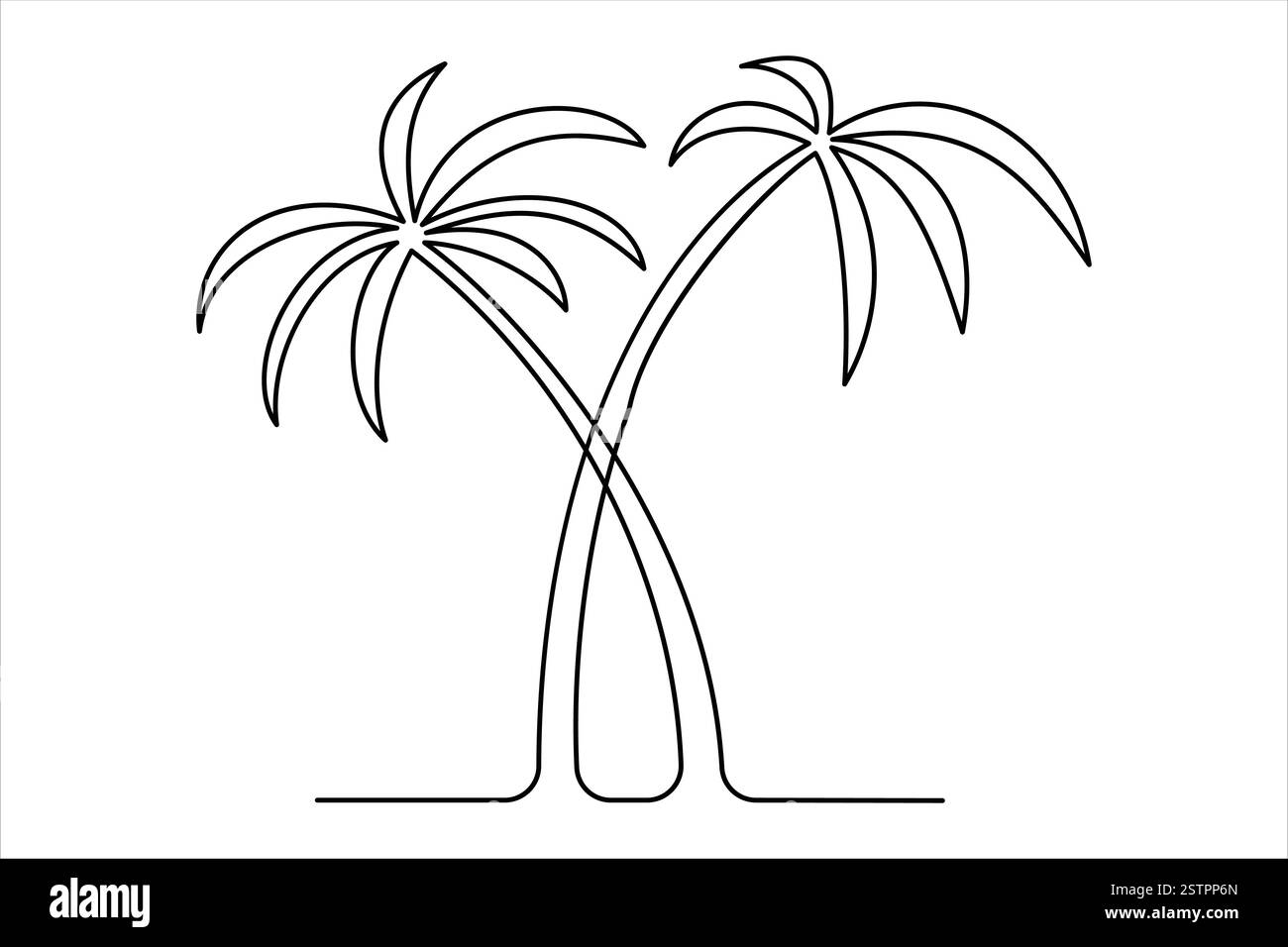 Continuous one line palm tree drawing Isolated on white background ...