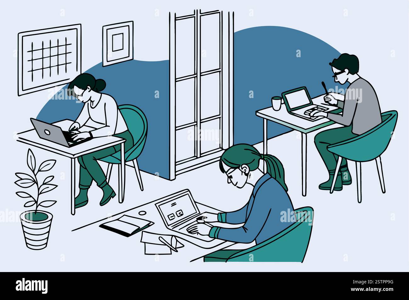 Business Arts illustration people working in office Stock Vector Image ...