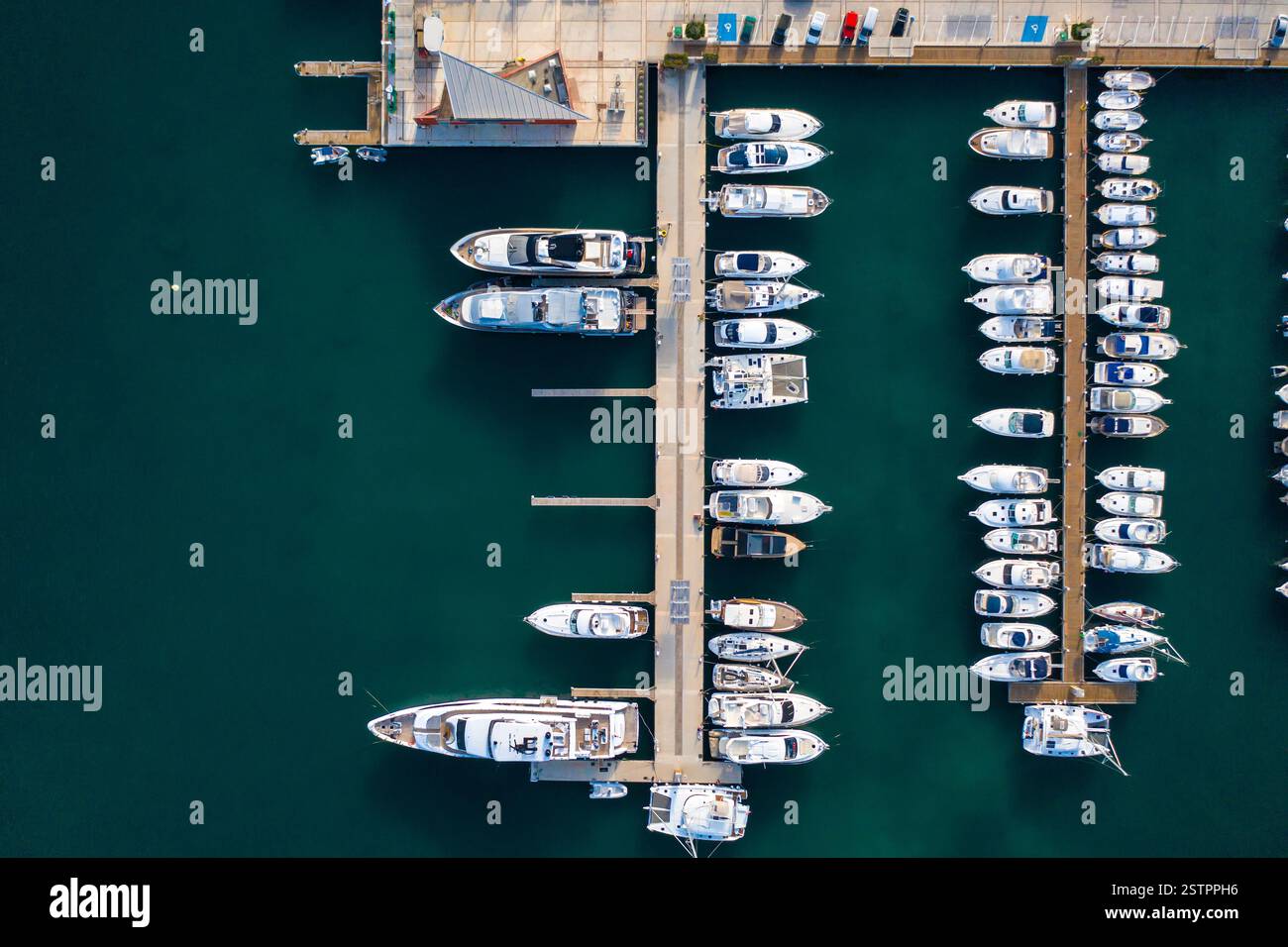 Top view of harbor with many boats Stock Photo - Alamy