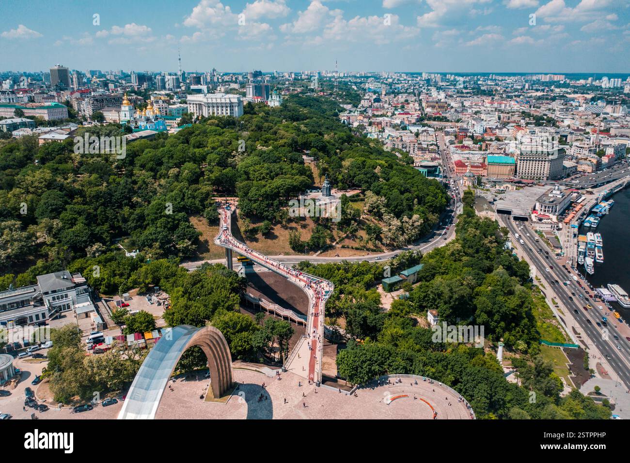 Aerial drone view of new pedestrian bridge from above Stock Photo - Alamy