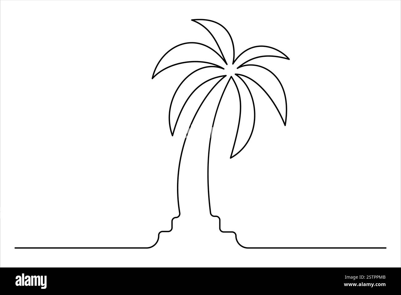 Continuous one line palm tree drawing Isolated on white background ...