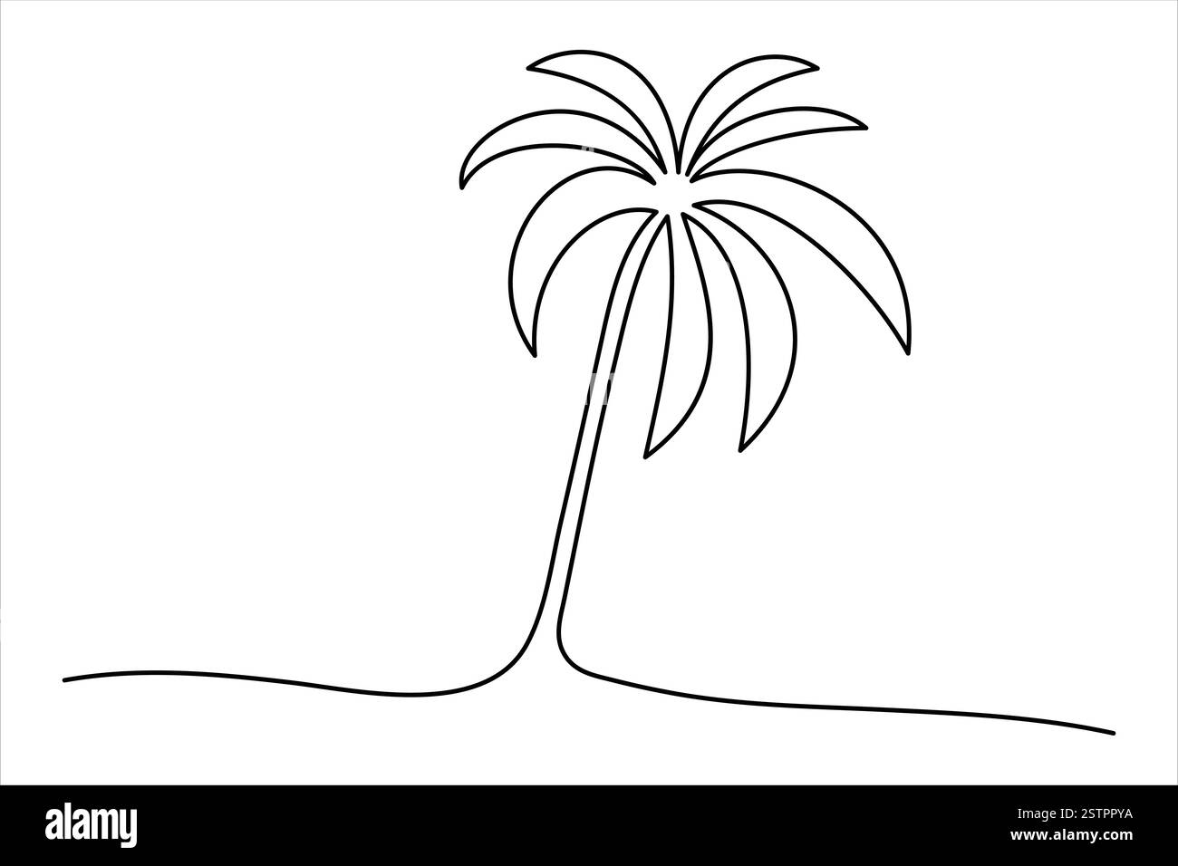 Continuous one line palm tree drawing Isolated on white background vector illustration Stock ...