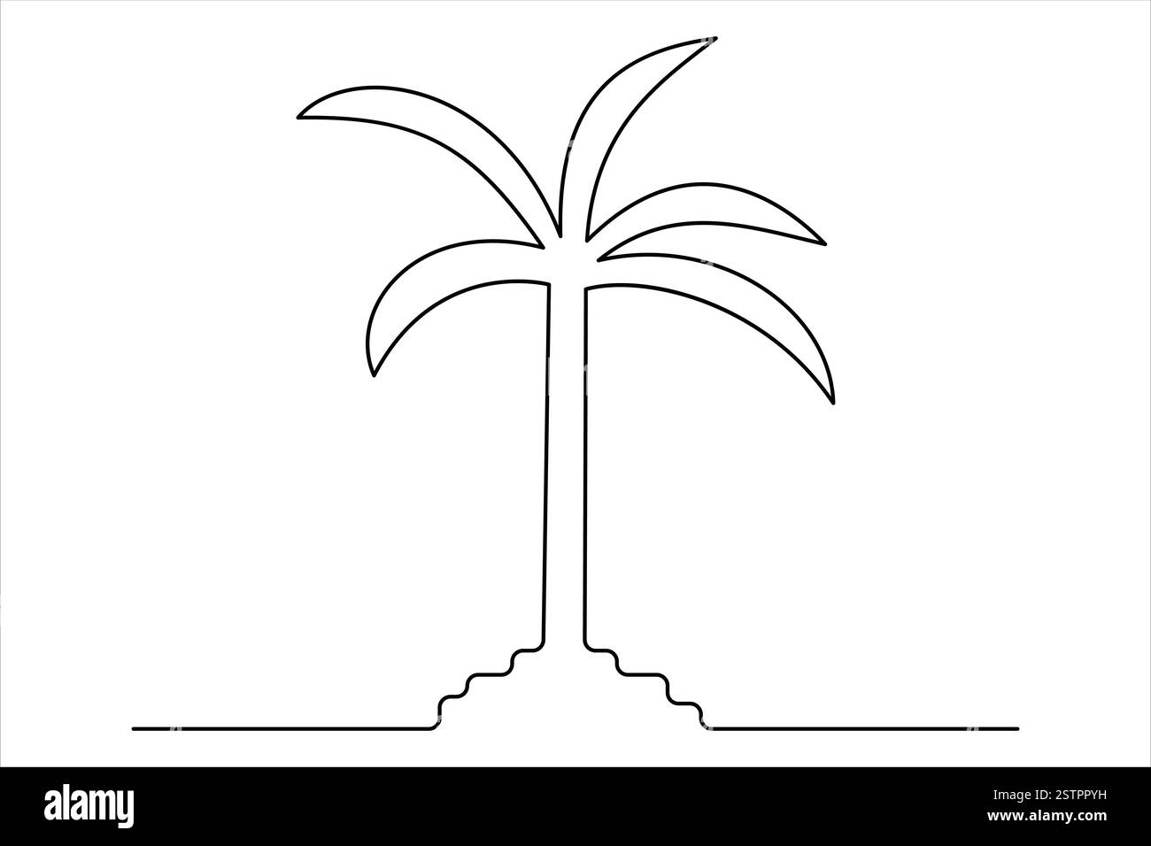 Continuous one line palm tree drawing Isolated on white background ...