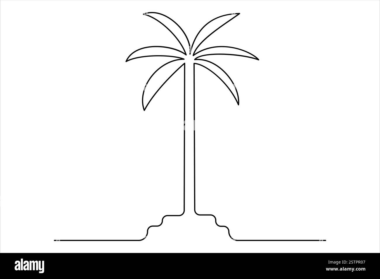 Continuous one line palm tree drawing Isolated on white background ...