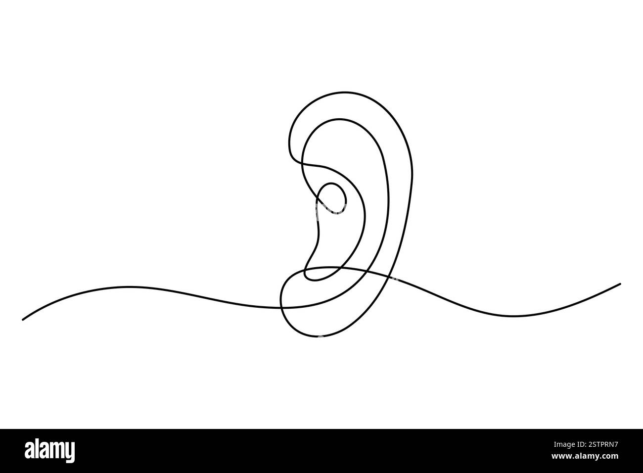 Continuous one line drawing of human ear Isolated on white background ...