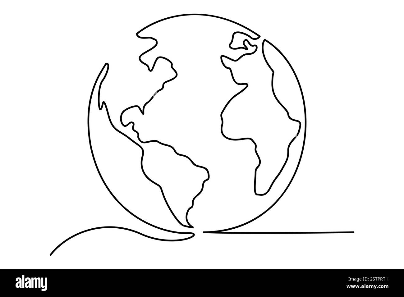 Continuous one-line earth globe outline vector illustration for ...