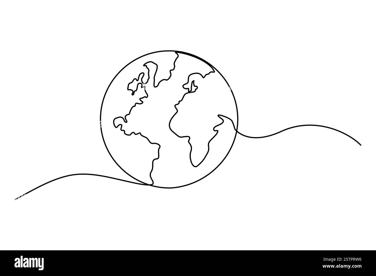Continuous one-line earth globe outline vector illustration for ...