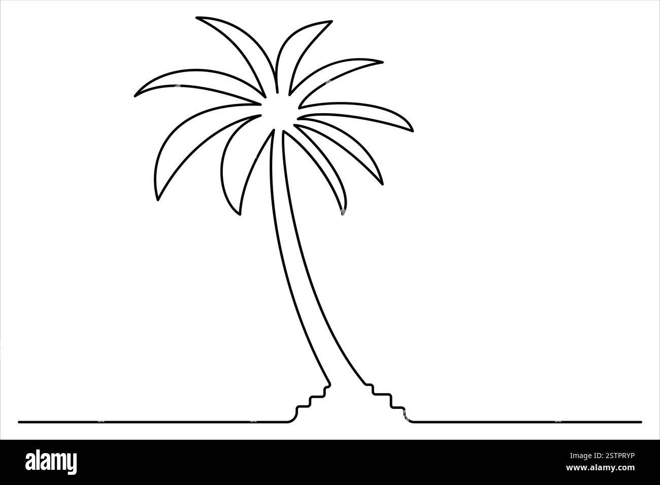 Continuous one line palm tree drawing Isolated on white background ...