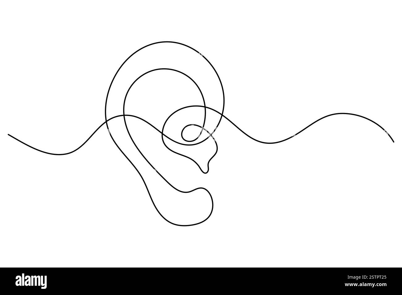 Continuous one line drawing of human ear Isolated on white background ...