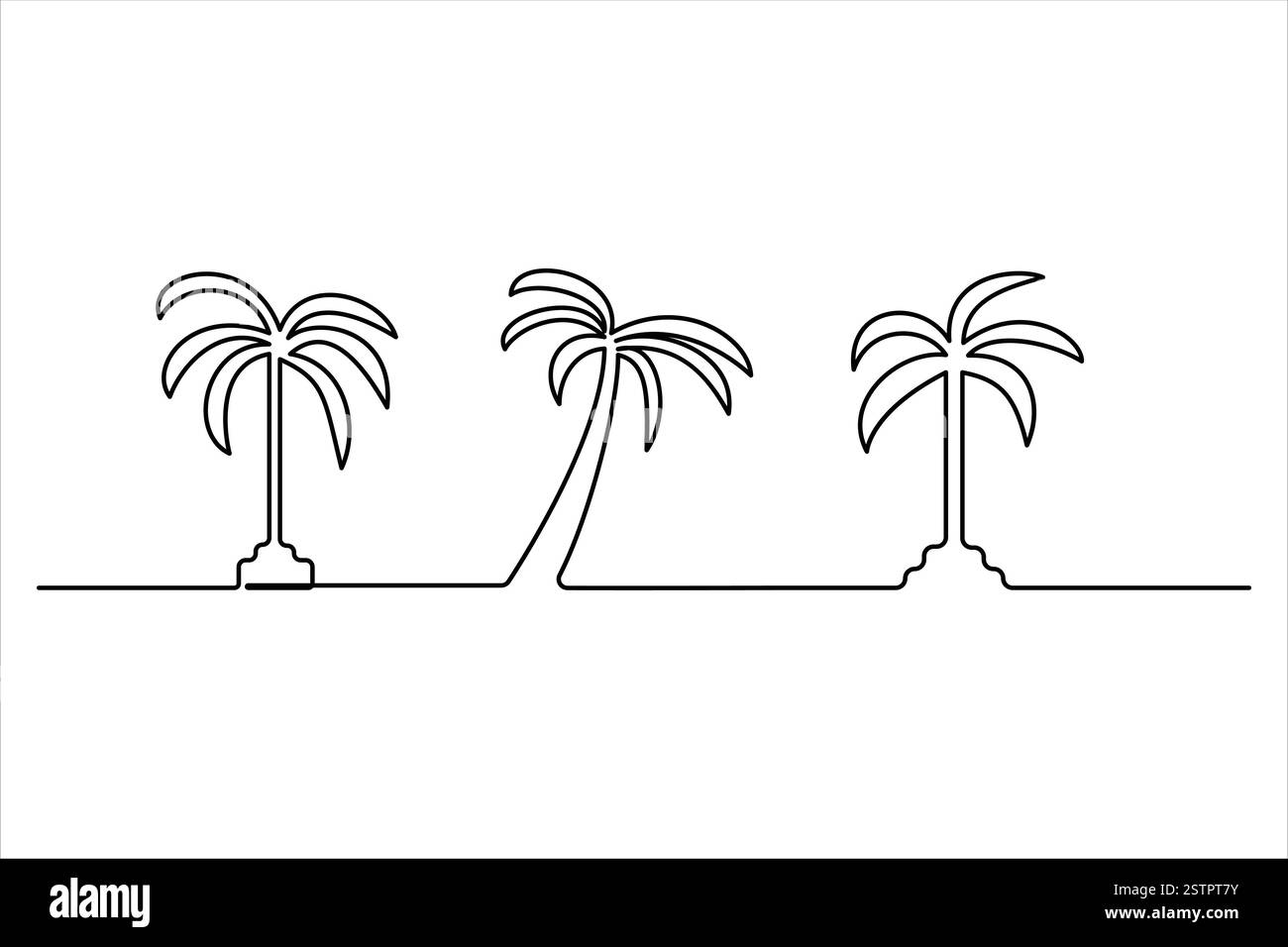 Continuous one line palm tree drawing Isolated on white background ...