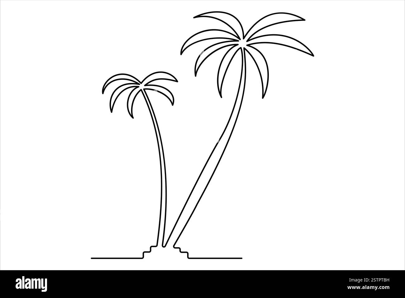 Continuous one line palm tree drawing Isolated on white background ...