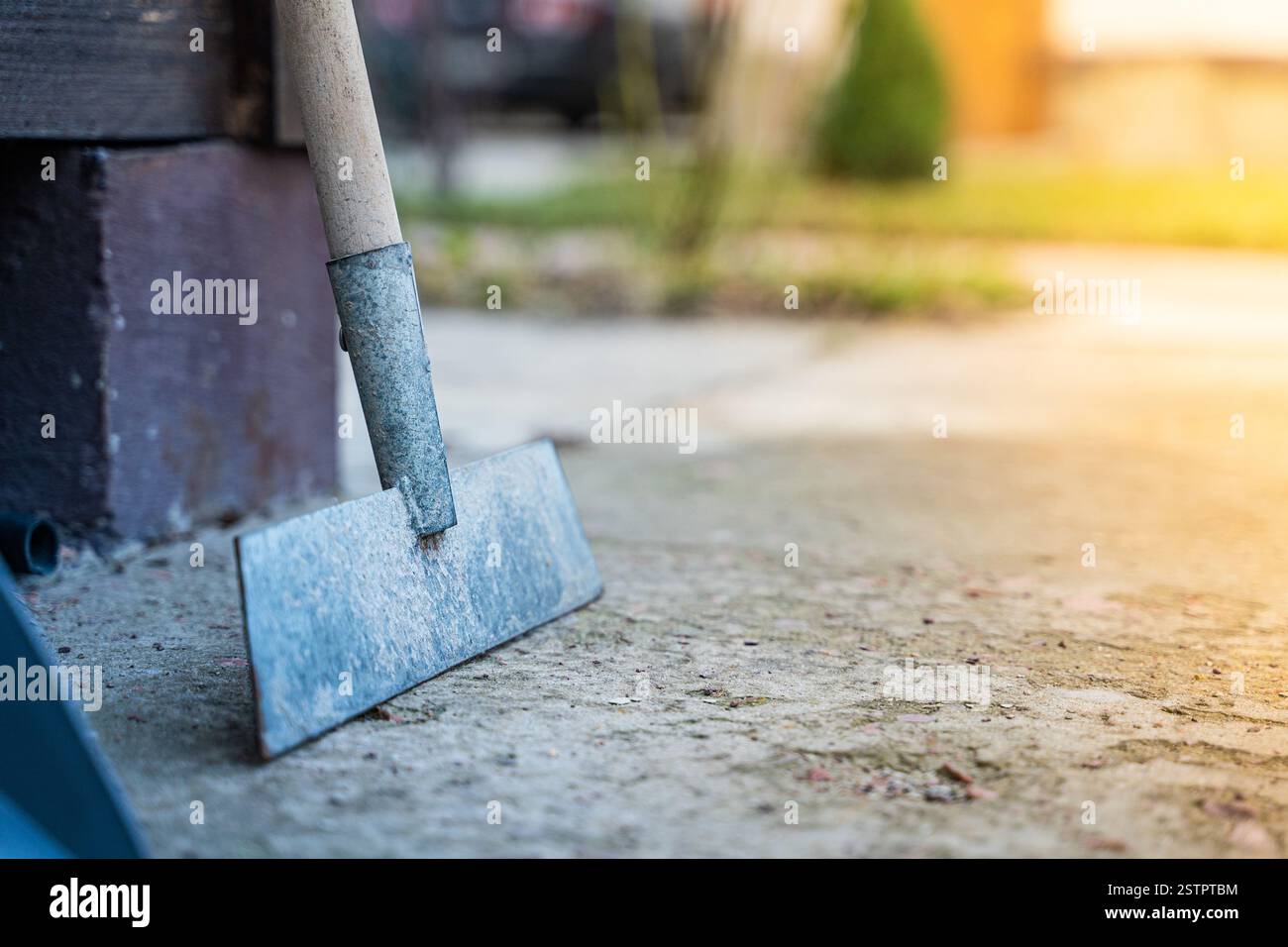 Ice pick for breaking ice on paths, close-up. Tool for clearing ice ...