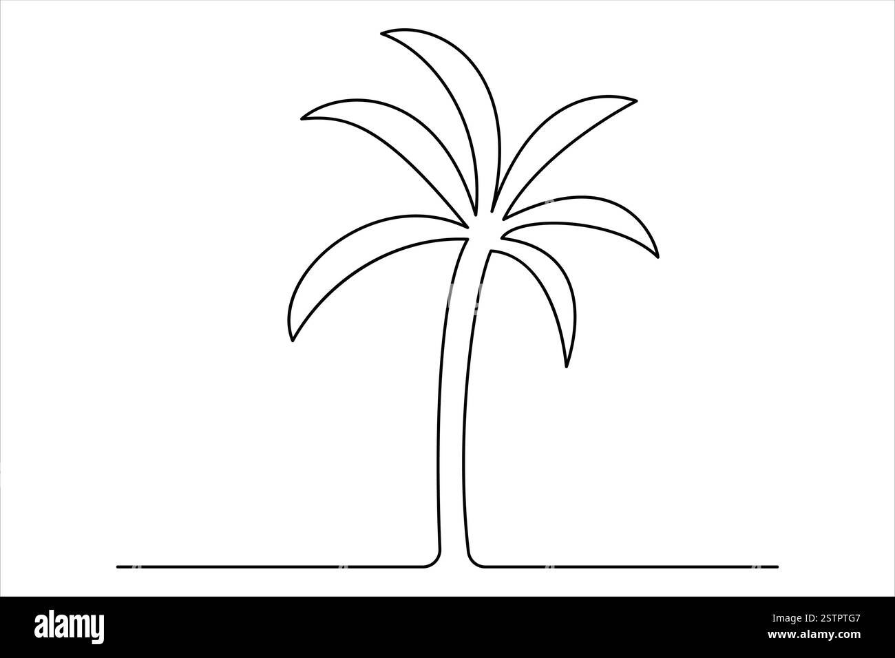 Continuous one line palm tree drawing Isolated on white background ...