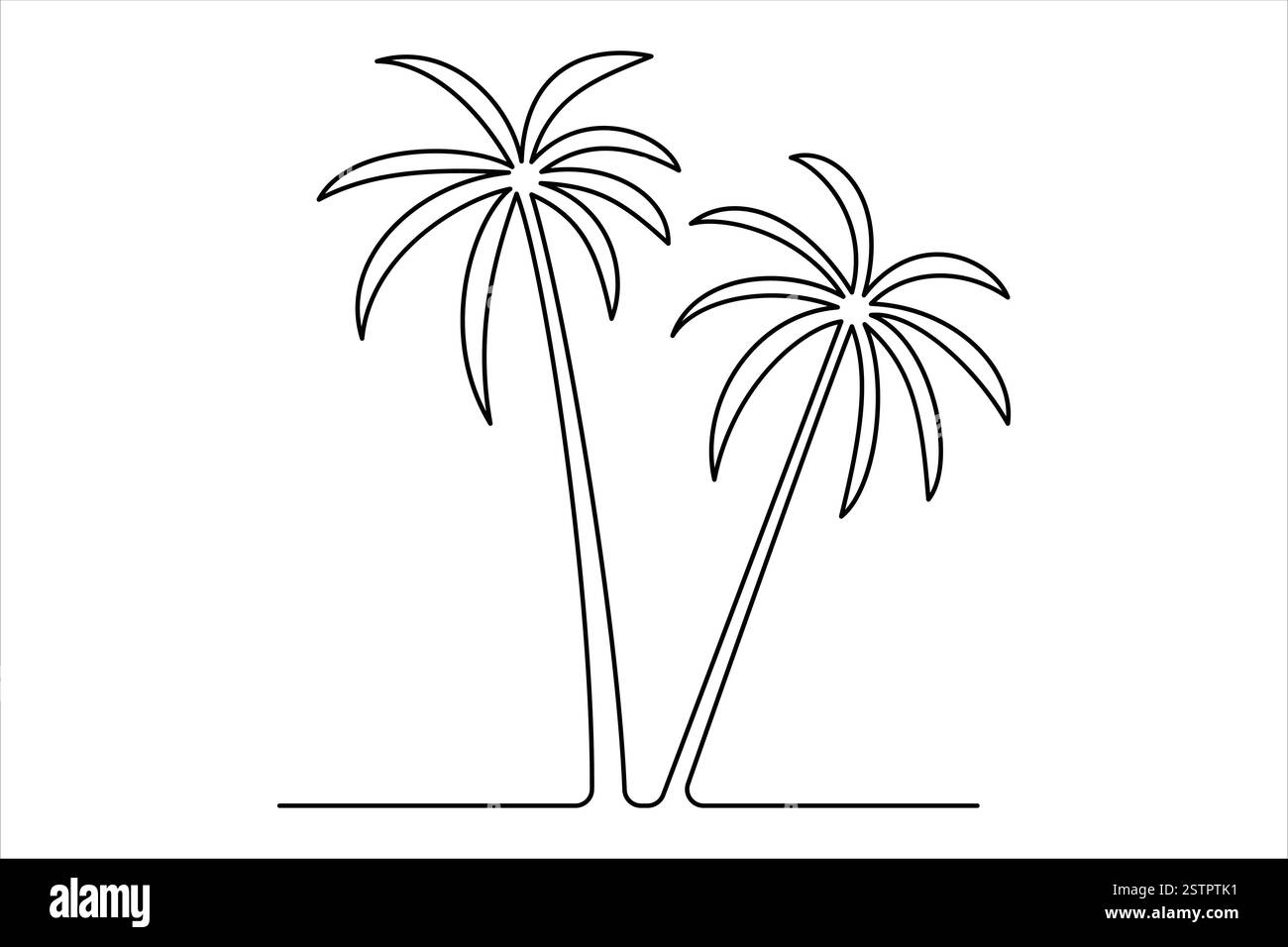 Continuous one line palm tree drawing Isolated on white background ...