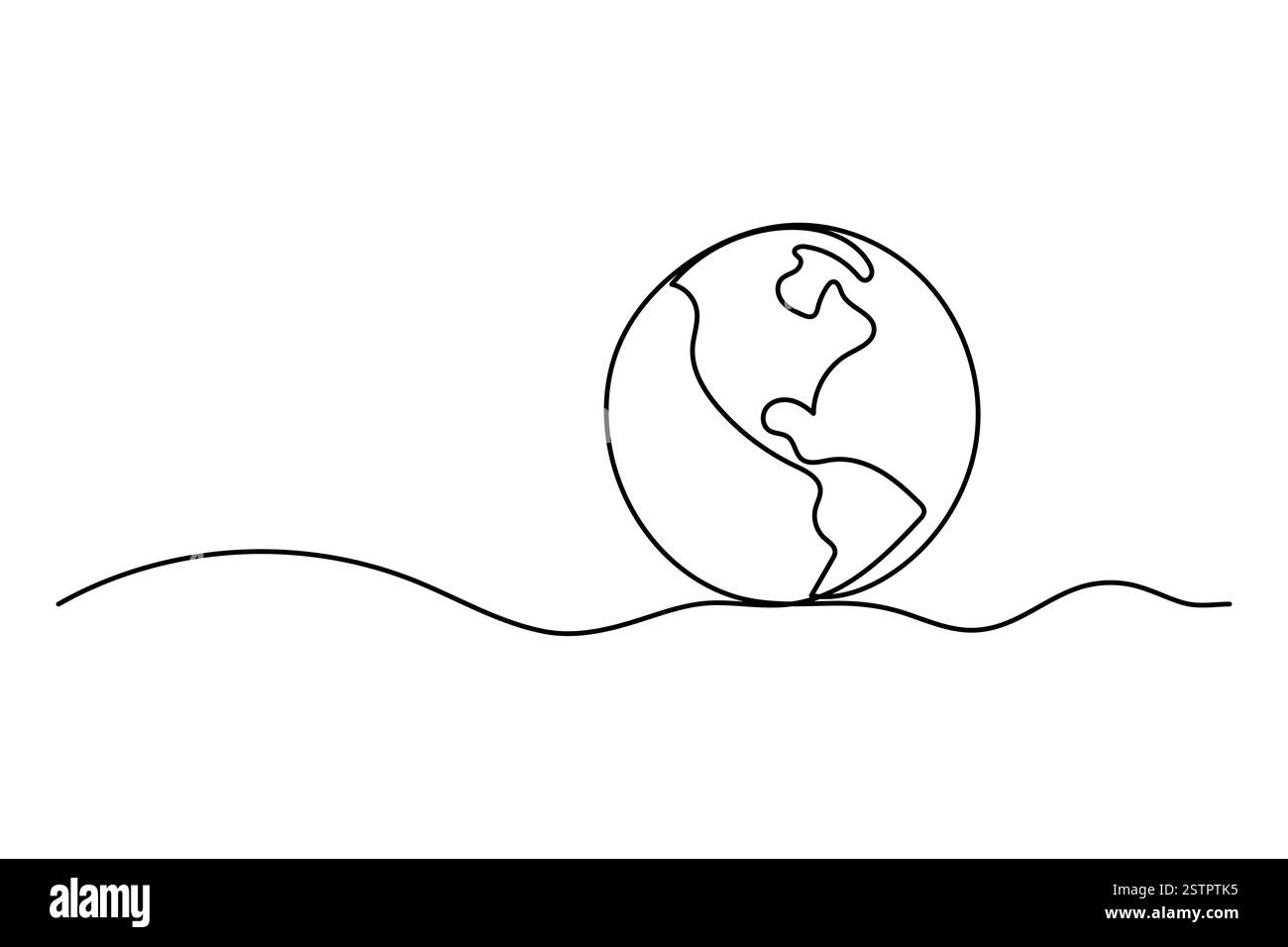 Continuous one-line earth globe outline vector illustration for ...