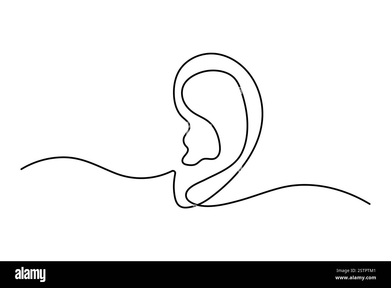 Continuous one line drawing of human ear Isolated on white background ...