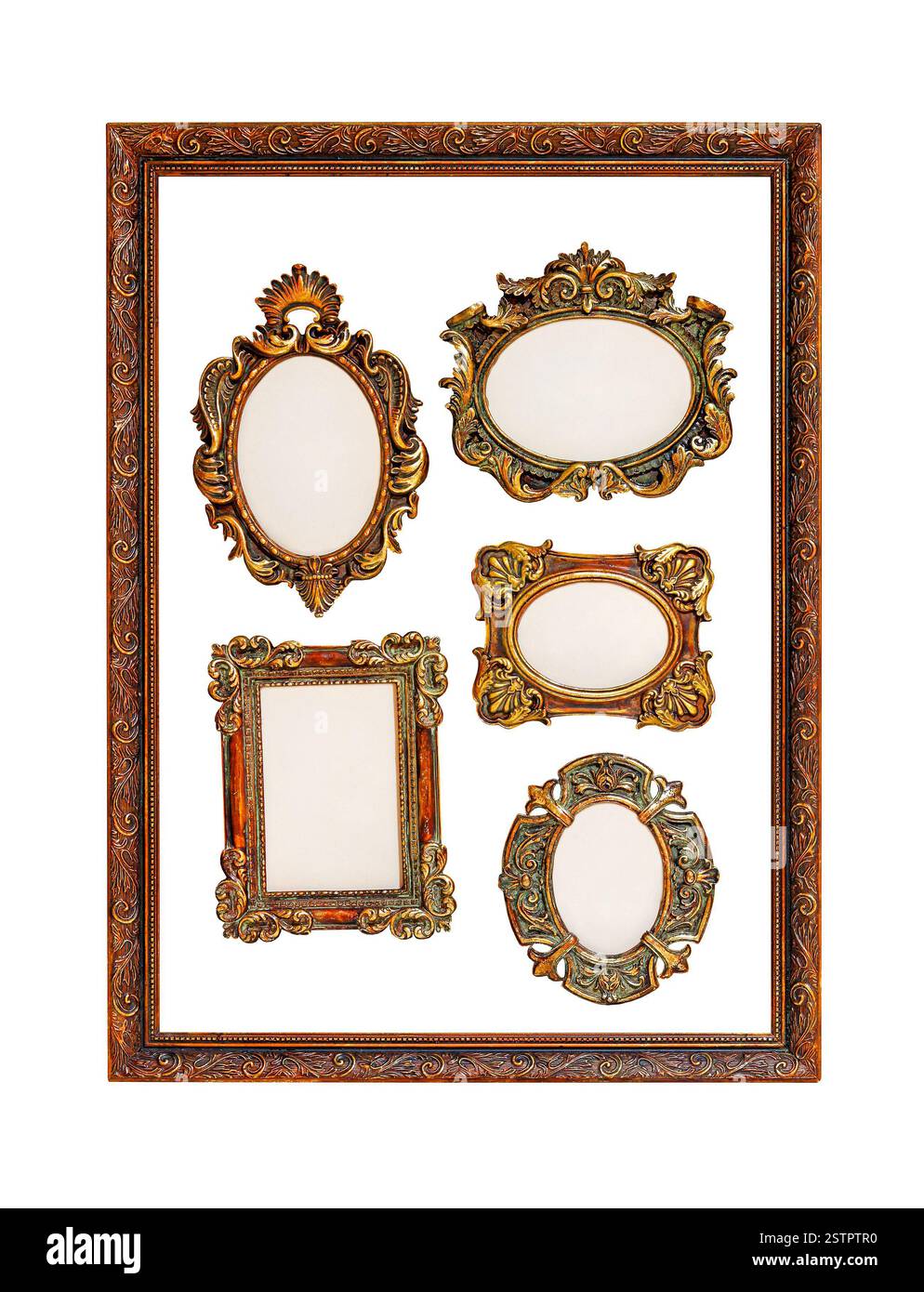 Five frames in big frame isolated included clipping path Stock Photo ...