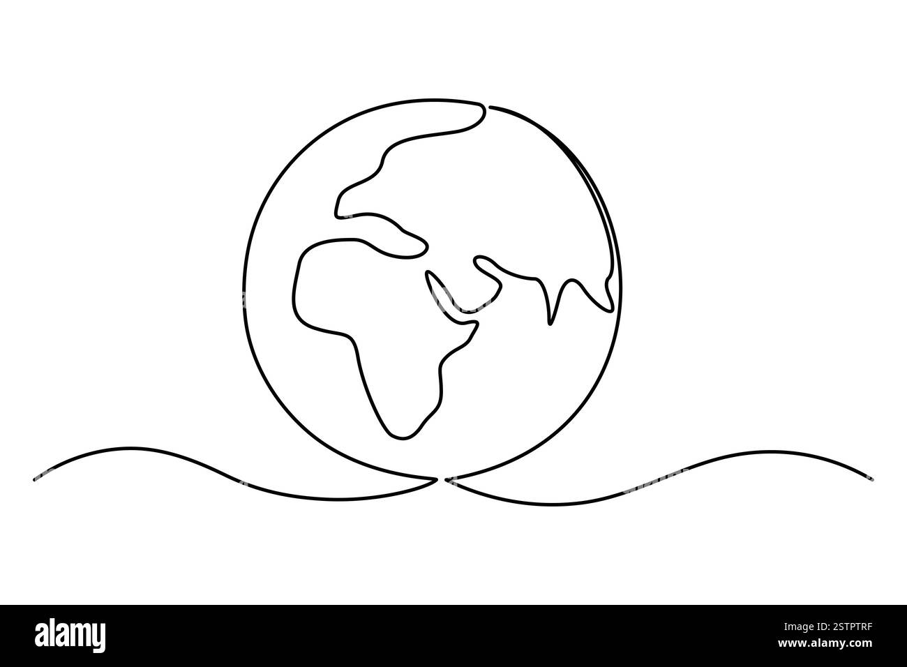 Continuous one-line earth globe outline vector illustration for ...