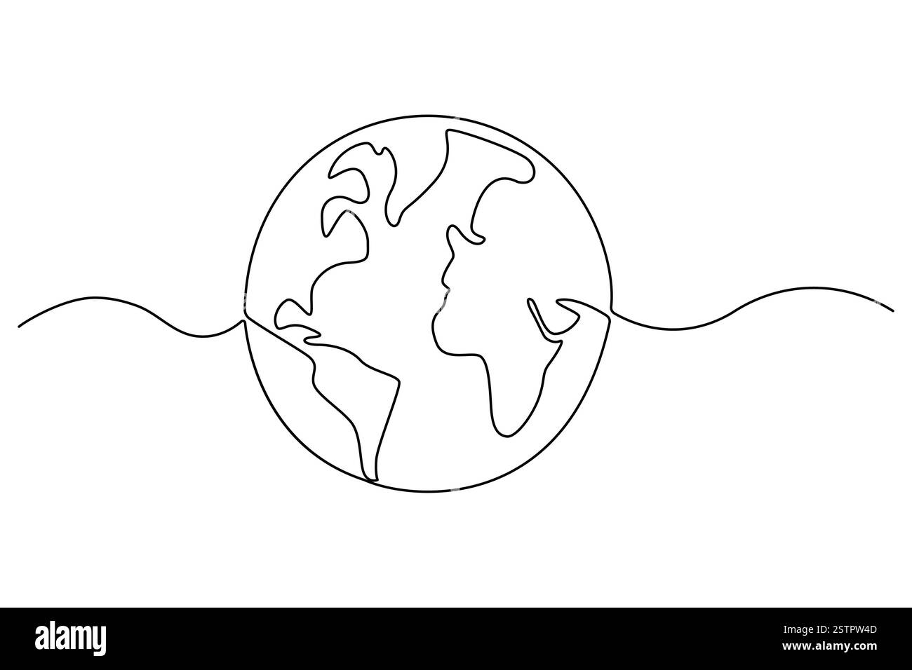 Continuous one-line earth globe outline vector illustration for ...