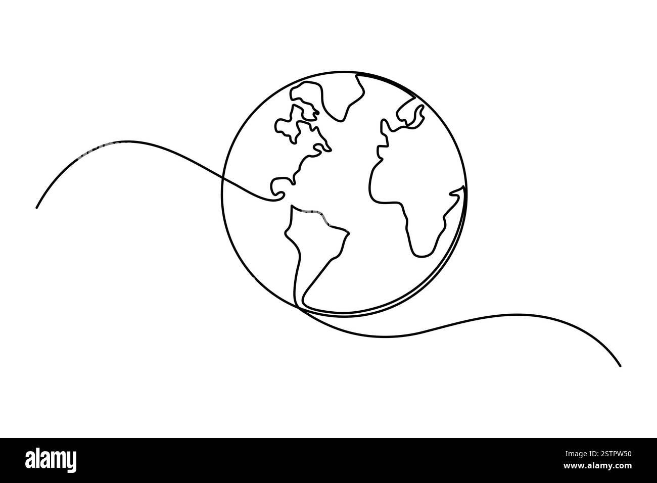 Continuous one-line earth globe outline vector illustration for ...
