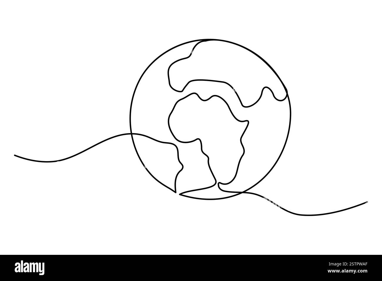 Continuous one-line earth globe outline vector illustration for ...