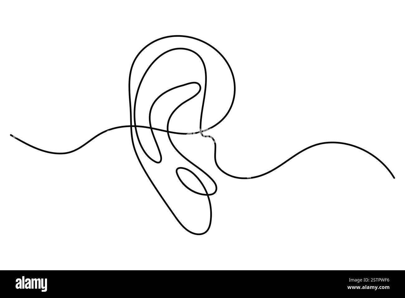 Continuous one line drawing of human ear Isolated on white background ...