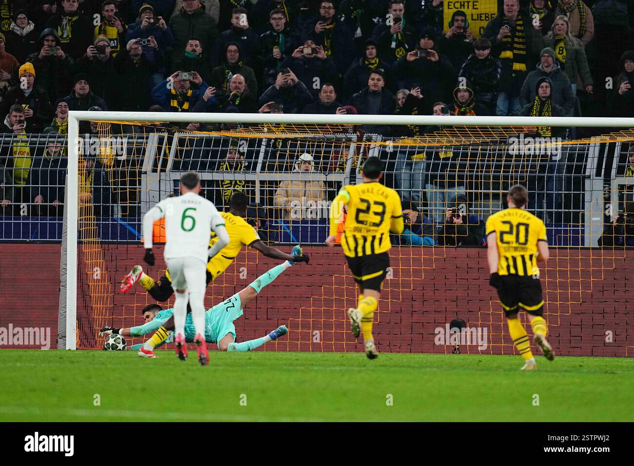 Signal Luna Park, Dortmund, Germany. 19th Feb, 2025. Rui Silva of Sporting CP saves during a ...
