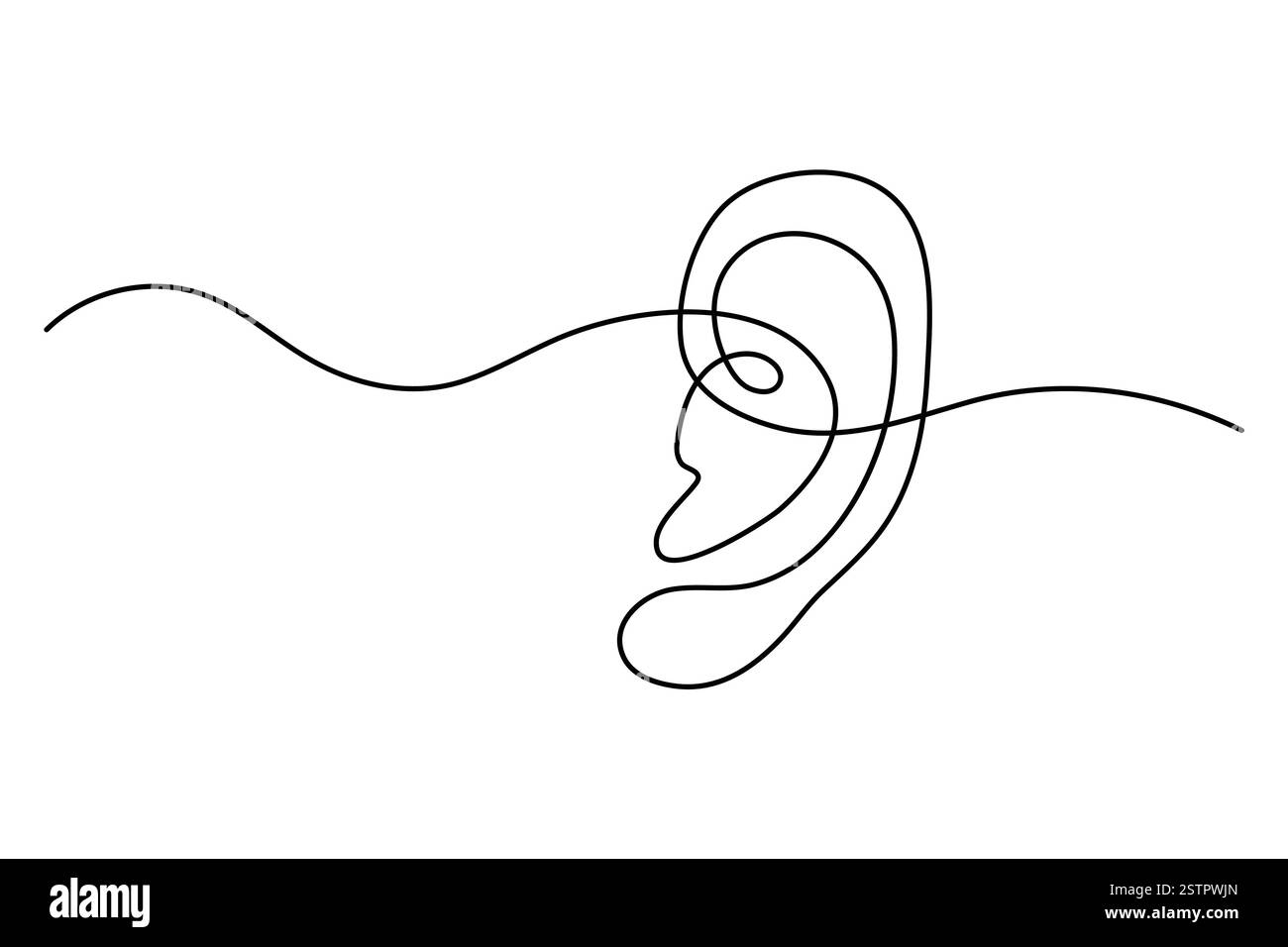 Continuous one line drawing of human ear Isolated on white background ...