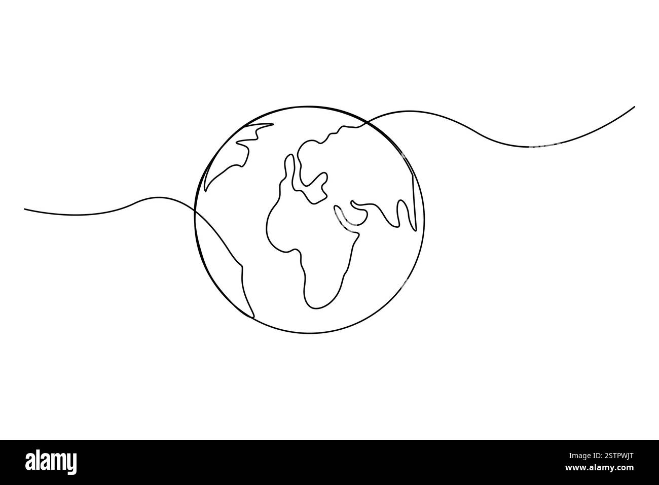 Continuous one-line earth globe outline vector illustration for ...