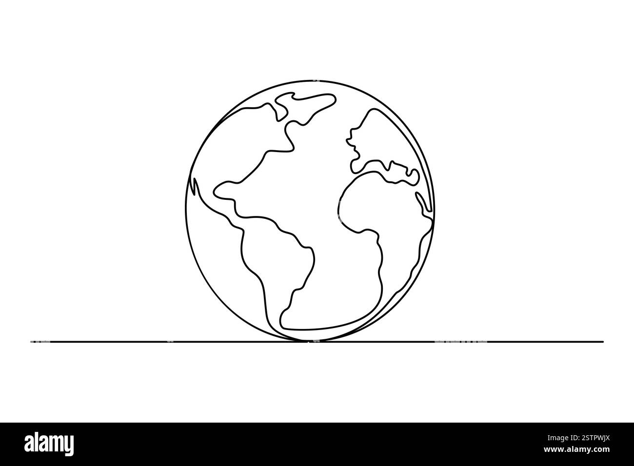 Continuous one-line earth globe outline vector illustration for ...