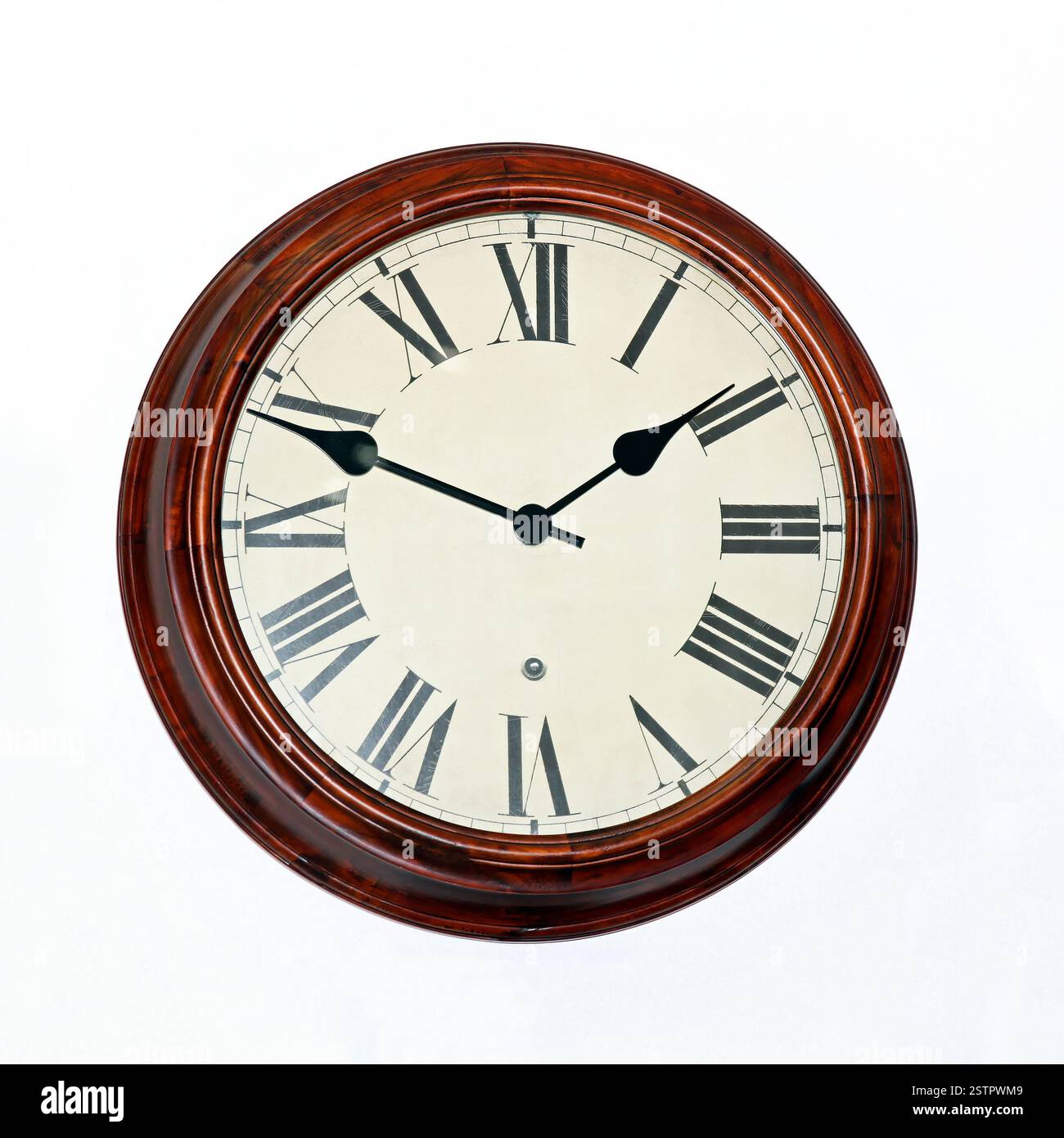Large wall clock with dark oak frame Stock Photo - Alamy