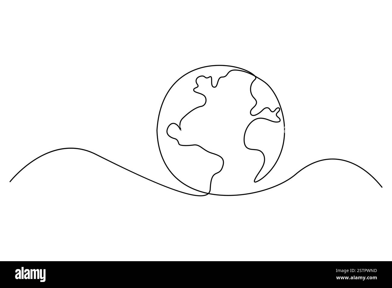 Continuous one-line earth globe outline vector illustration for ...