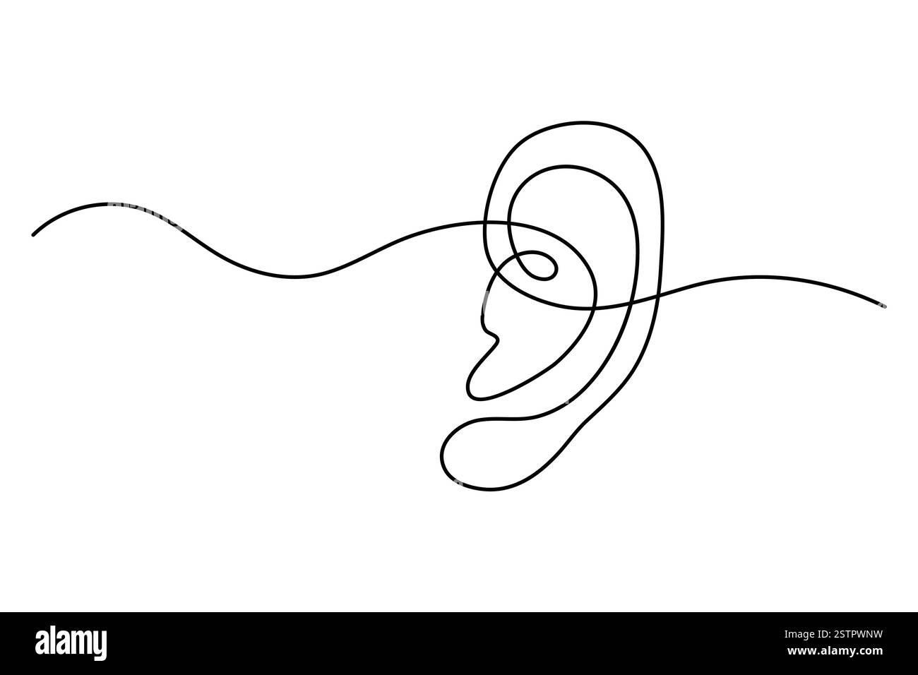 Continuous one line drawing of human ear Isolated on white background ...