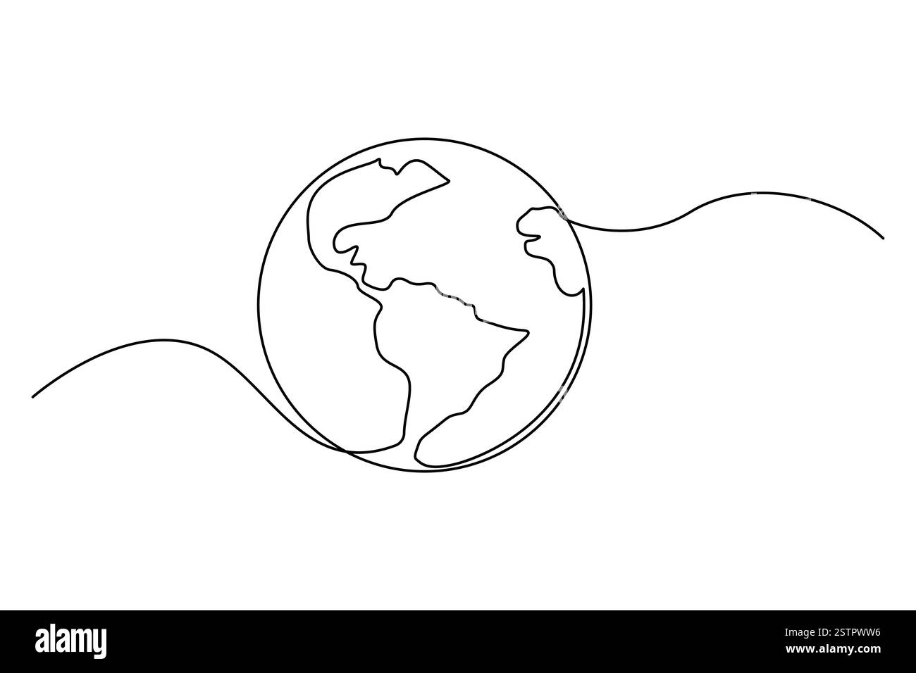 Continuous one-line earth globe outline vector illustration for ...