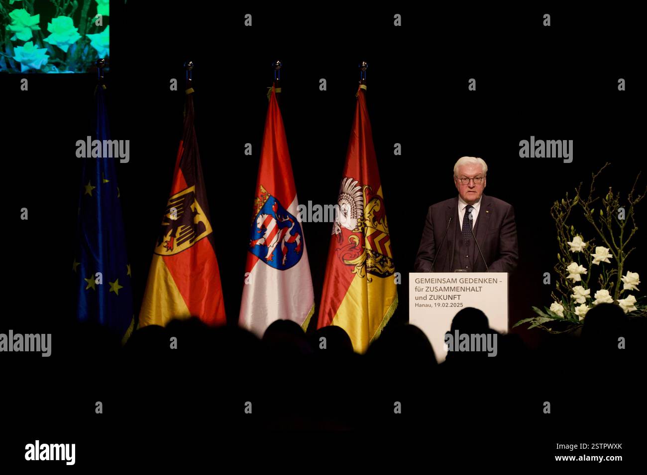 Hanau, Germany. February 19, 2025. An official commemoration ceremony ...