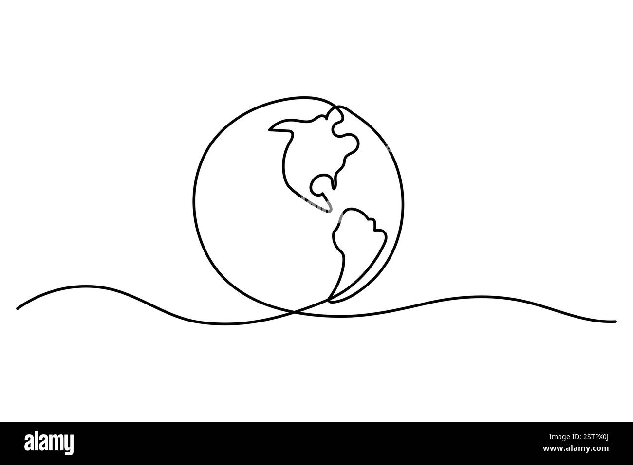 Continuous one-line earth globe outline vector illustration for ...