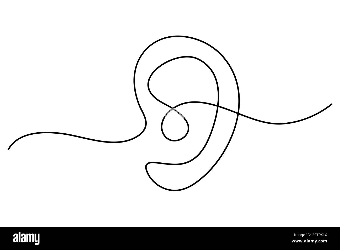 Continuous one line drawing of human ear Isolated on white background ...