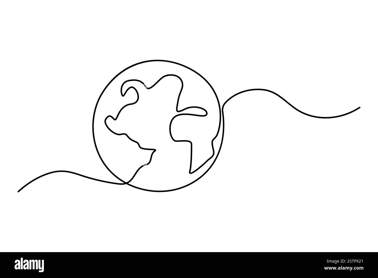 Continuous one-line earth globe outline vector illustration for ...