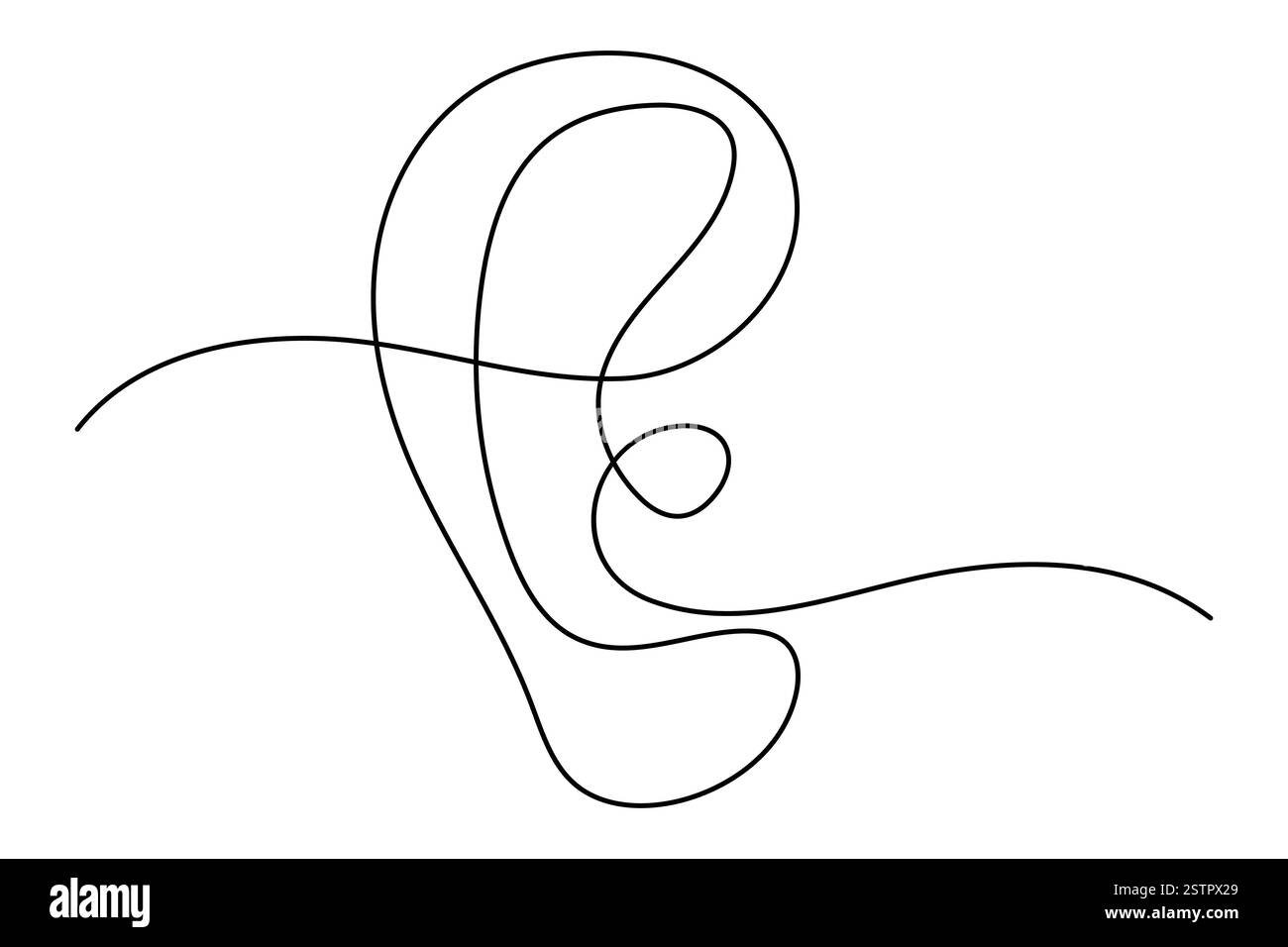 Continuous one line drawing of human ear Isolated on white background ...