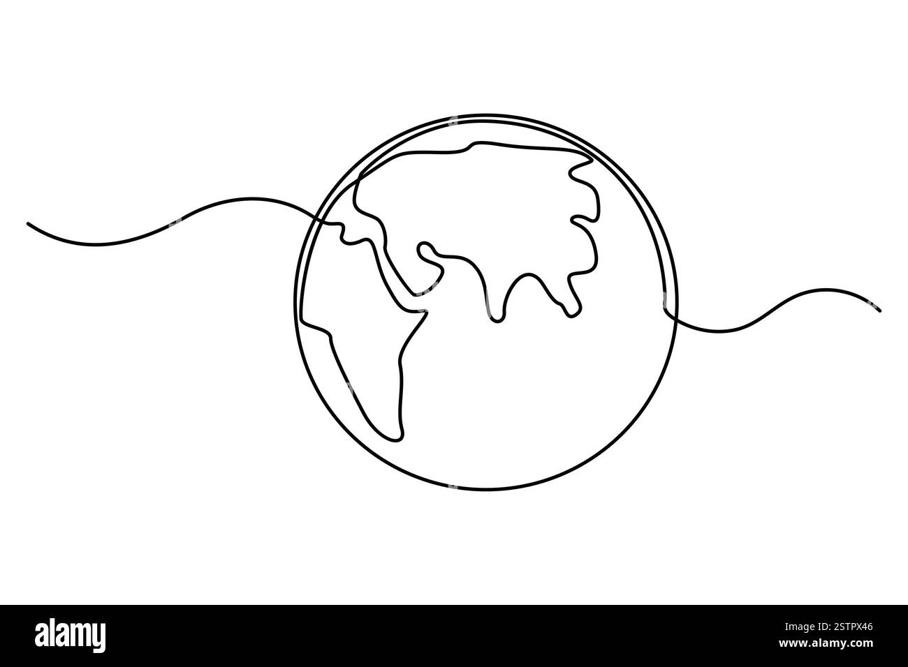 Continuous one-line earth globe outline vector illustration for ...