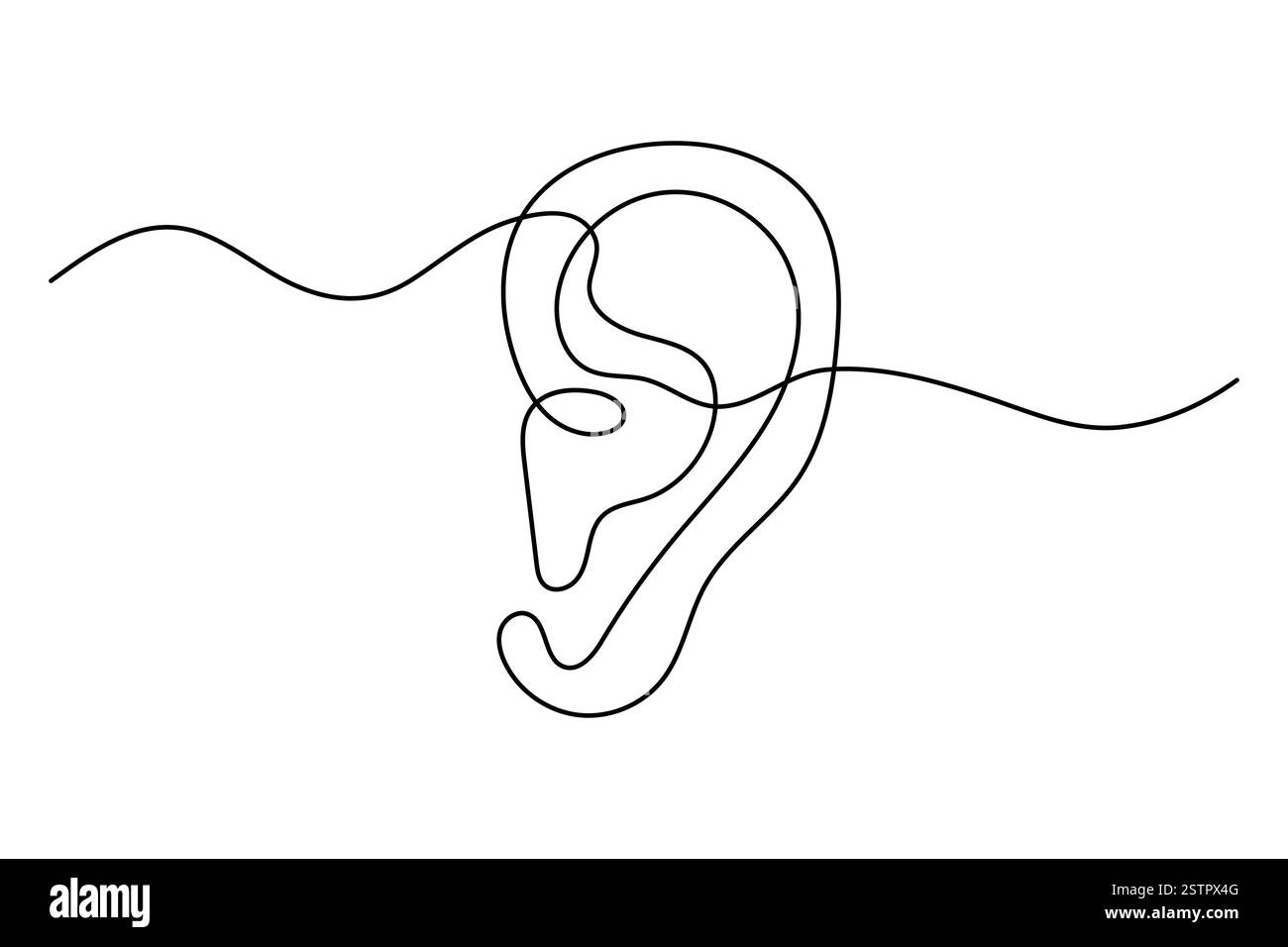Continuous one line drawing of human ear Isolated on white background ...