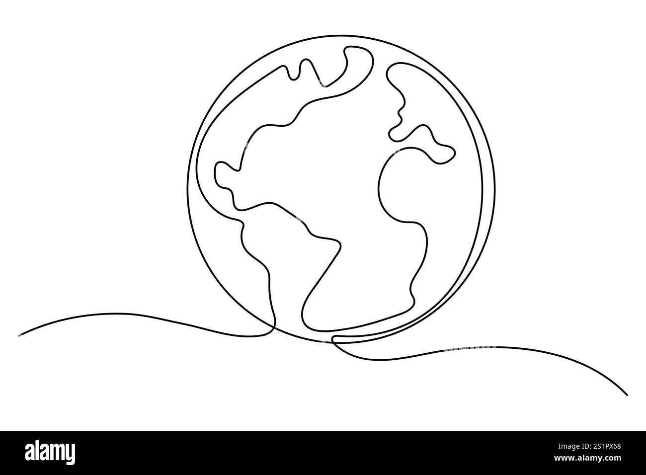Continuous one-line earth globe outline vector illustration for ...