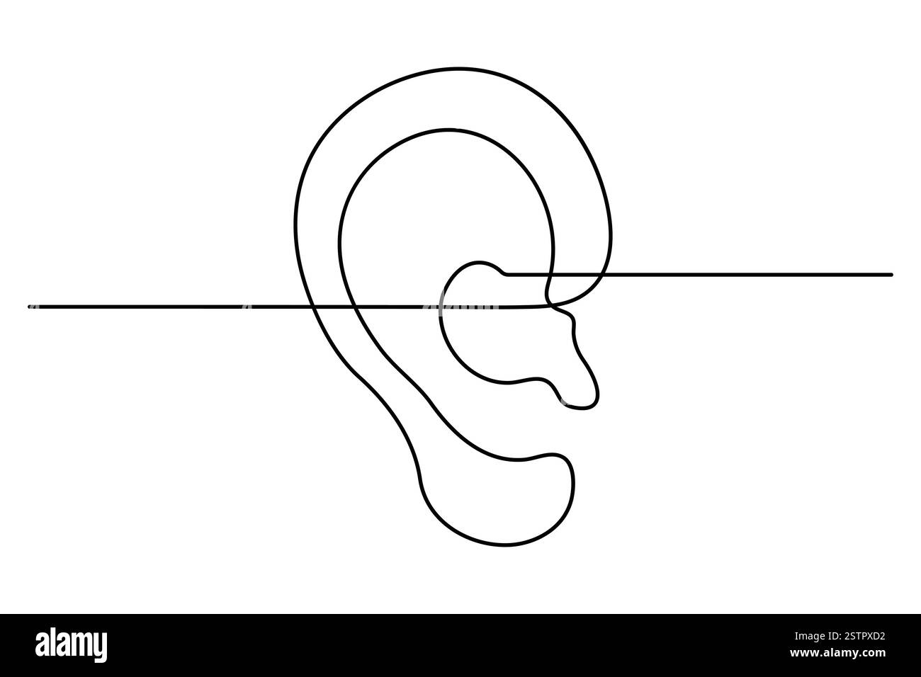 Continuous one line drawing of human ear Isolated on white background ...