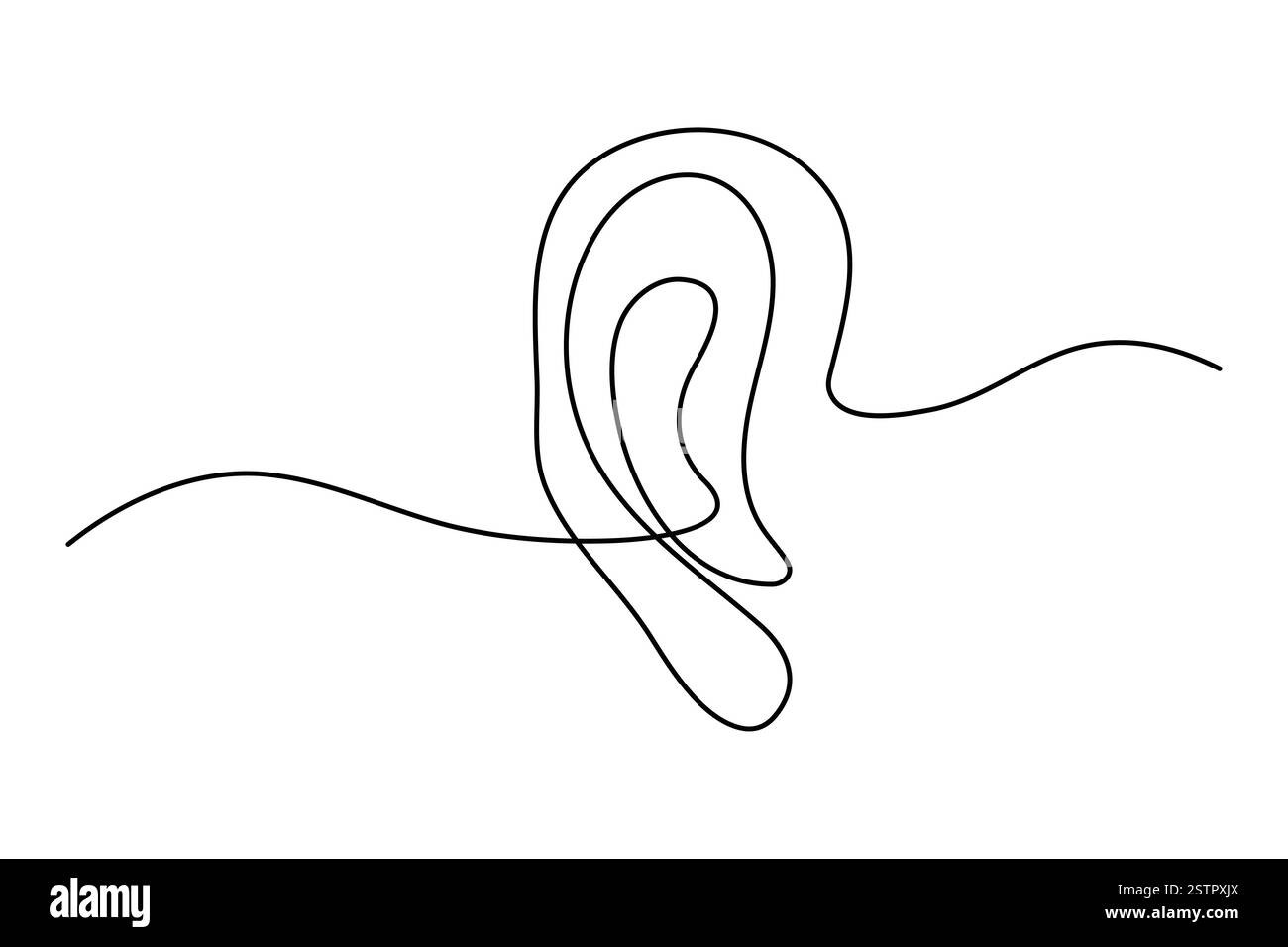 Continuous one line drawing of human ear Isolated on white background ...