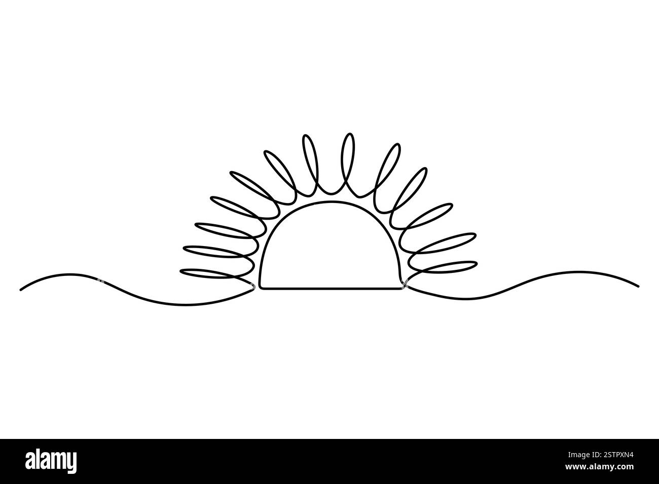 Continuous one line Sun and cloud drawing of isolated outline vector ...