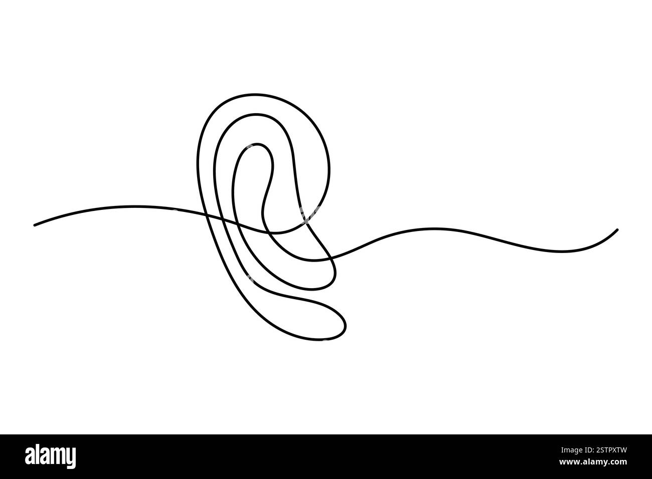 Continuous one line drawing of human ear Isolated on white background ...