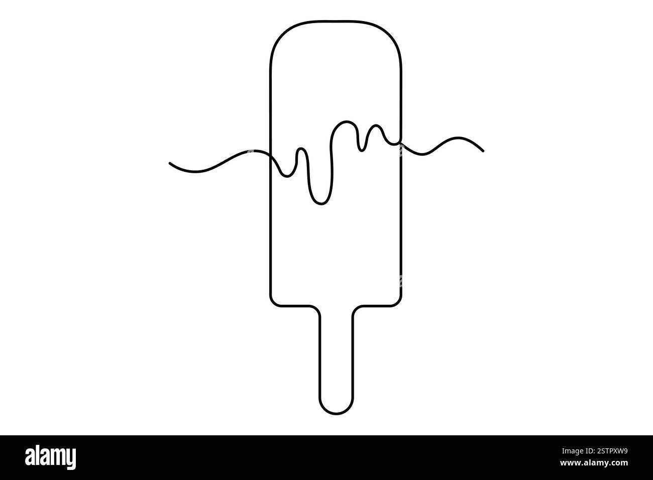 Continuous One line drawing of Ice cream isolated on white background ...