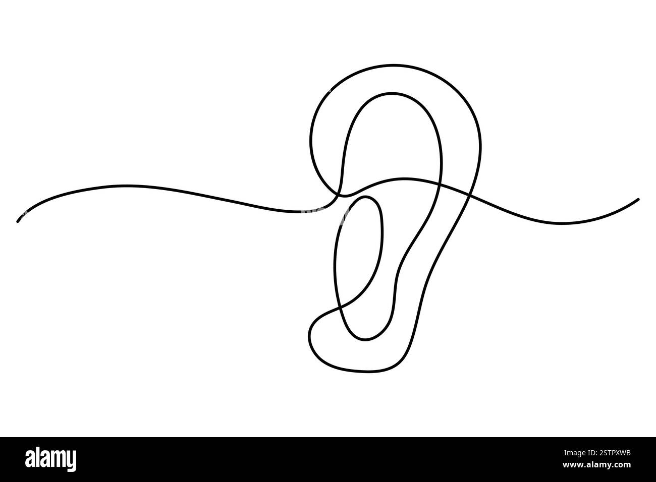 Continuous one line drawing of human ear Isolated on white background ...
