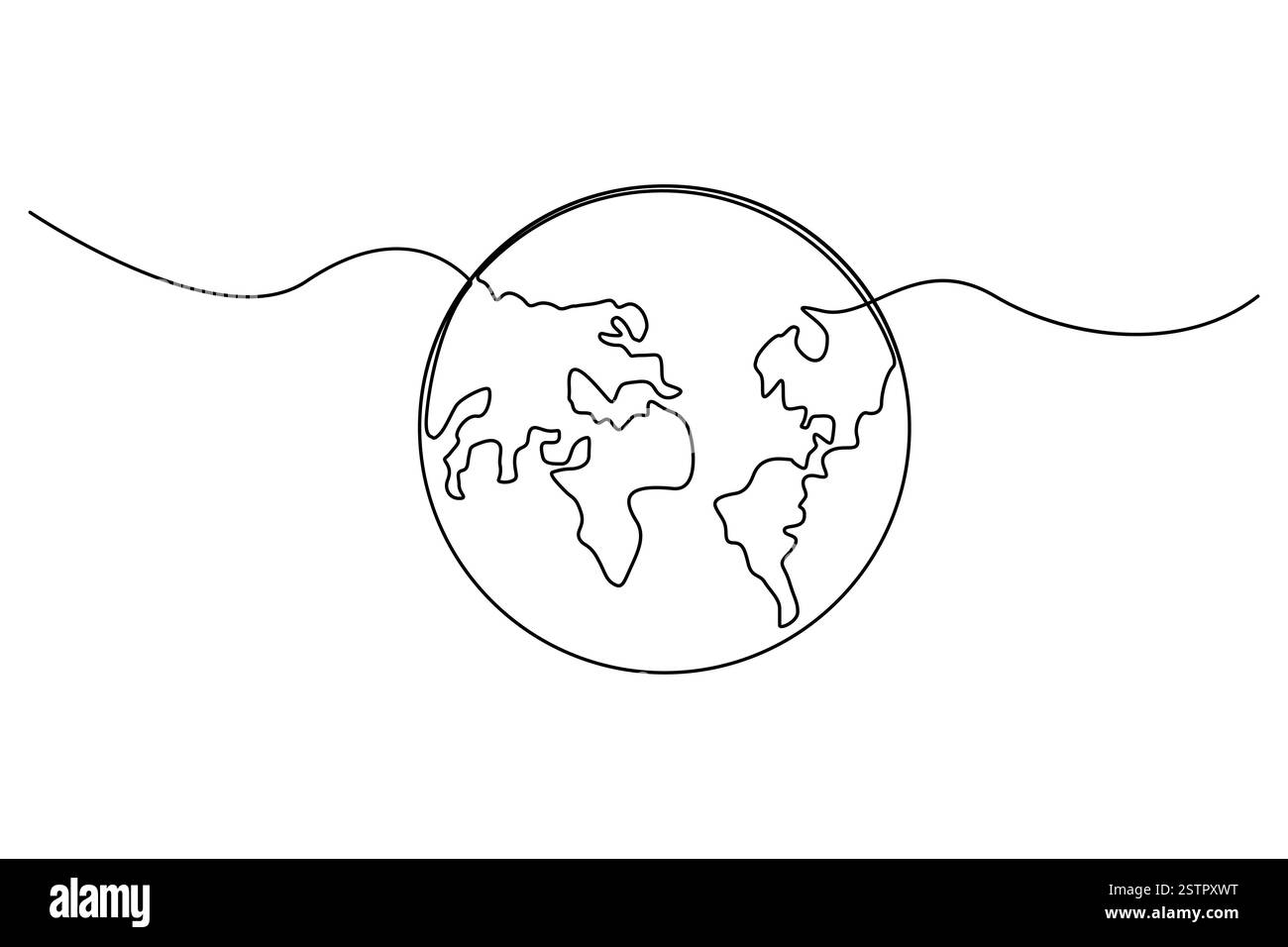 Continuous one-line earth globe outline vector illustration for ...